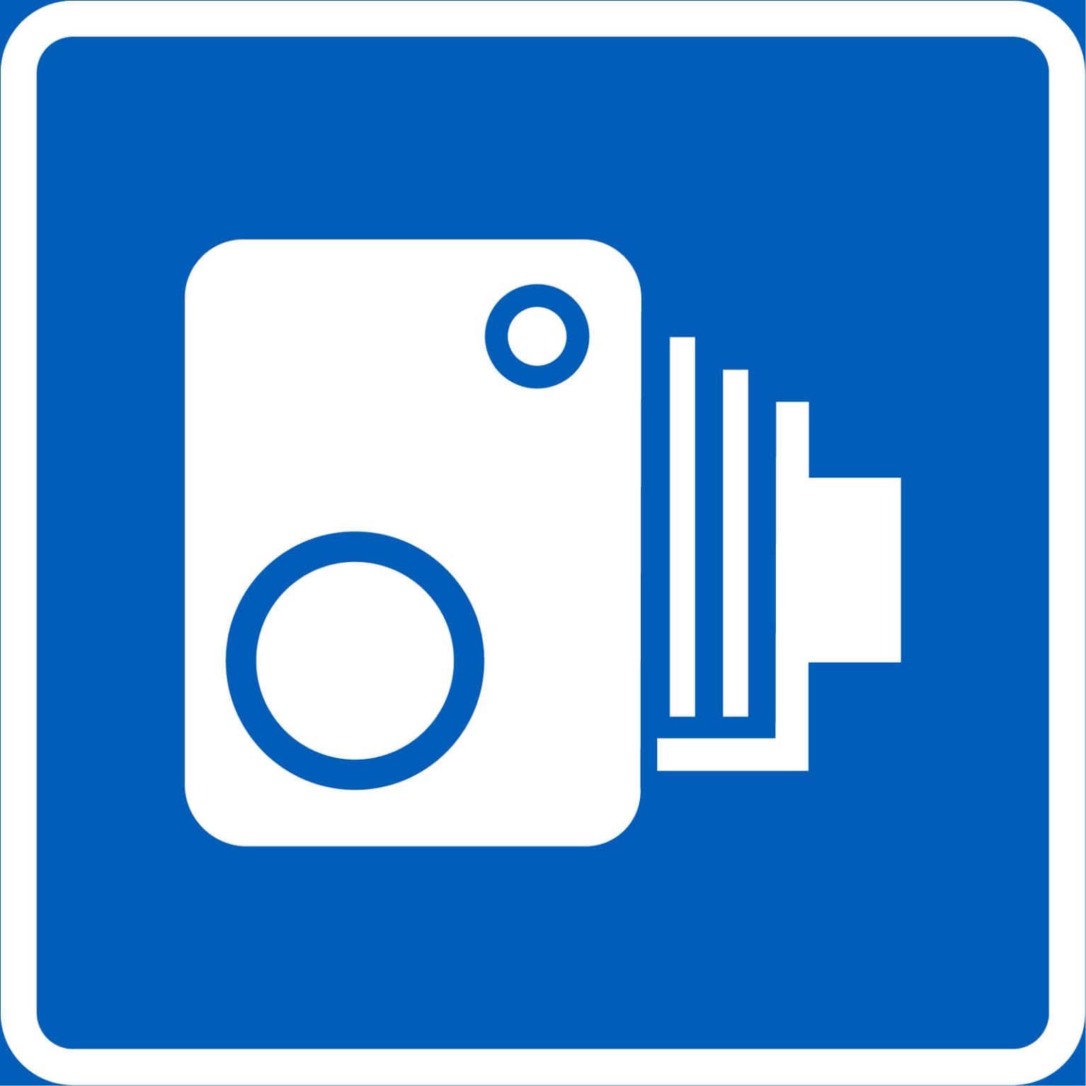 white camera sign
