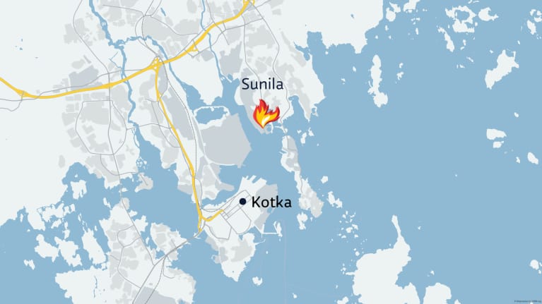 Sunilan tehtaan jätevedenpuhdistamolla syttyi tulipalo Kotkassa ...