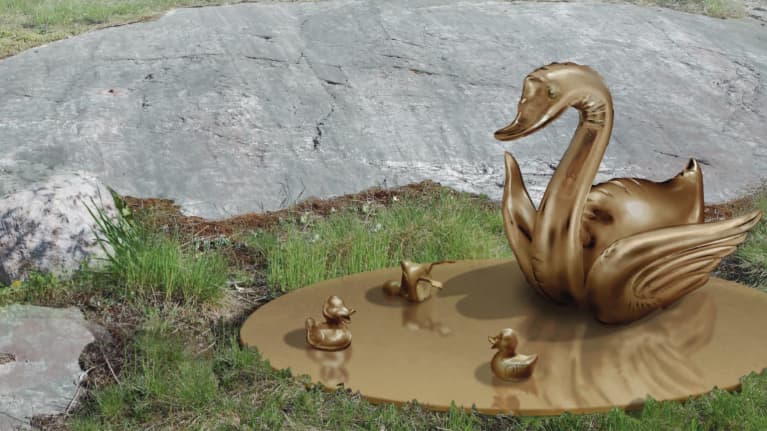 Pronssiset joutsenet tervehtivät Karin kampukselle tulijoita Raumalla ...