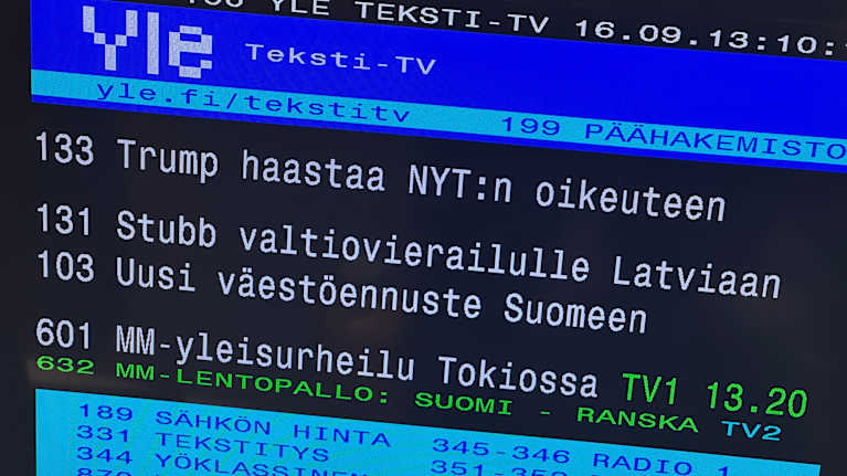 Ylen teksti-tv:ssä oli häiriö | Uutisia lyhyesti | Yle