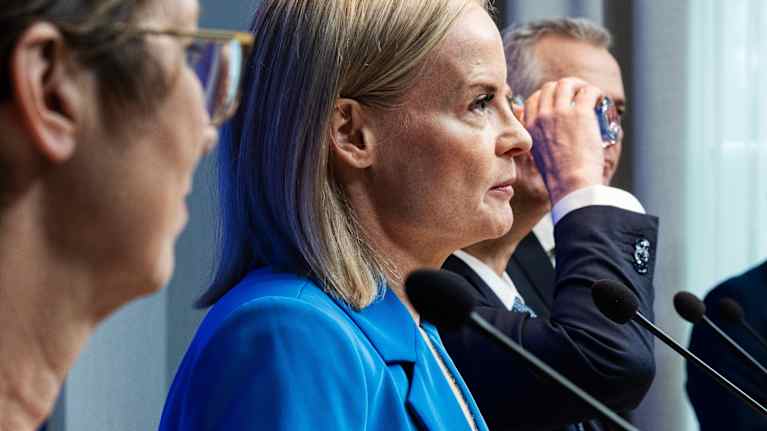Sari Essayah, Riikka Purra, Petteri Orpo ja Anders Adlercreutz.