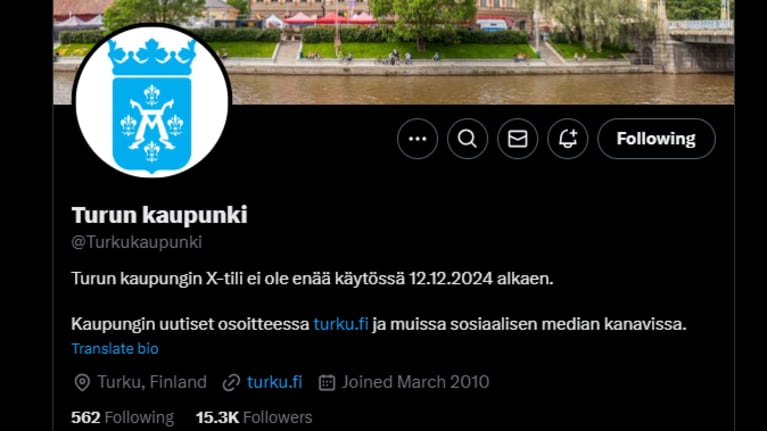 Turku becomes first major Finnish city to leave X | Yle News | Yle