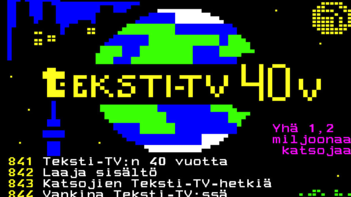 Teksti-tv täytti 40 vuotta, ja sitä katsoo viikoittain yli miljoona ...