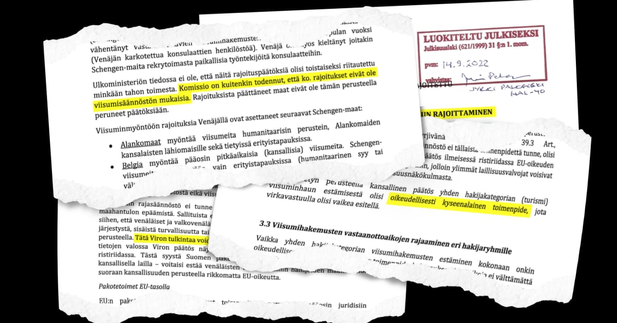 Tämä asiakirja kertoo, mihin perustuu Suomen kiistelty viisumilinja ...