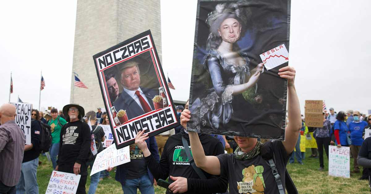 Över tusen demonstrationer mot Trump och Musk i USA i dag | Utrikes ...