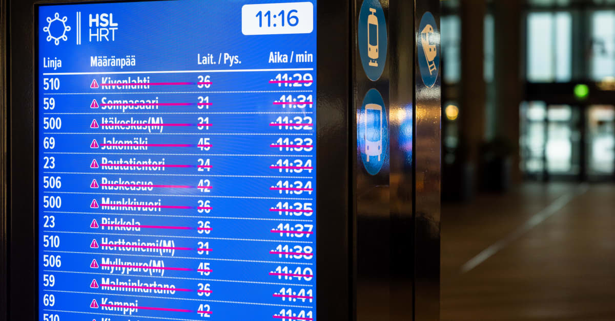 HSL:n aikataulunäytöt olivat sekaisin sunnuntaina | Uusimaa | Yle