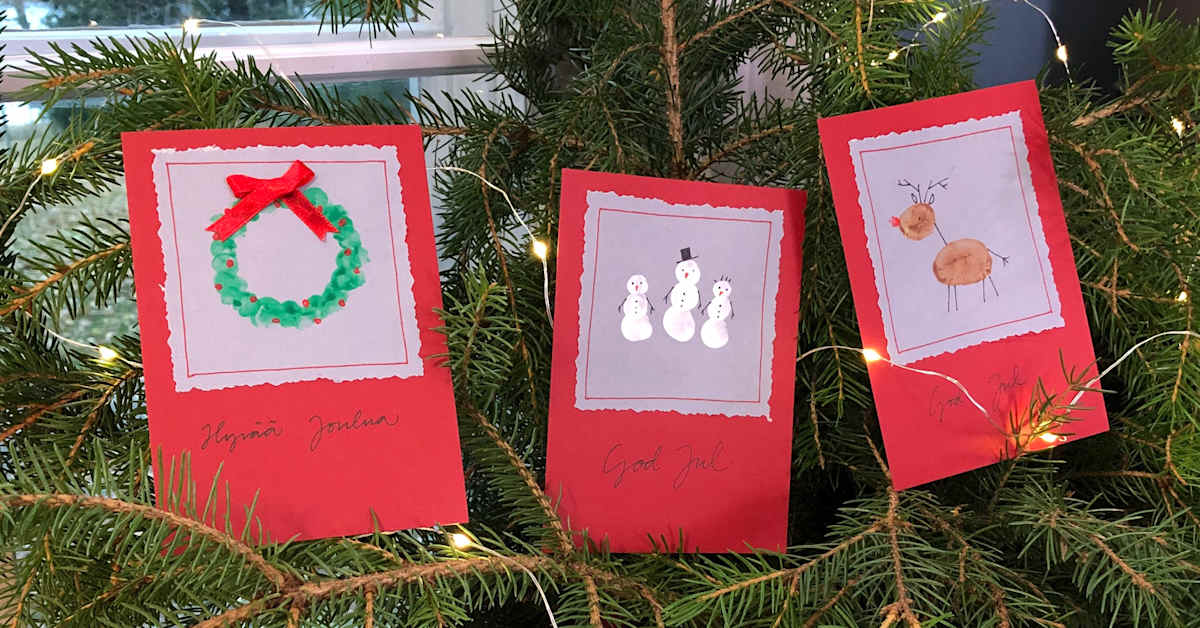 Pyssla julkort tillsammans med barnen – de här fingerfärgstrycken kan ...