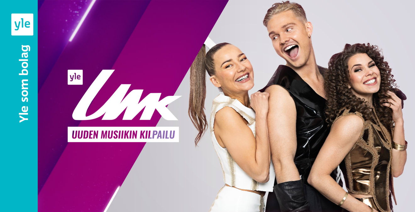 Här är programledartrion för Tävlingen för ny musik UMK 2024: Pilvi Hämäläinen, Benjamin och ...