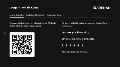 Så loggar du in i Yle Arenans smart-tv-app – Arenans instruktioner ...