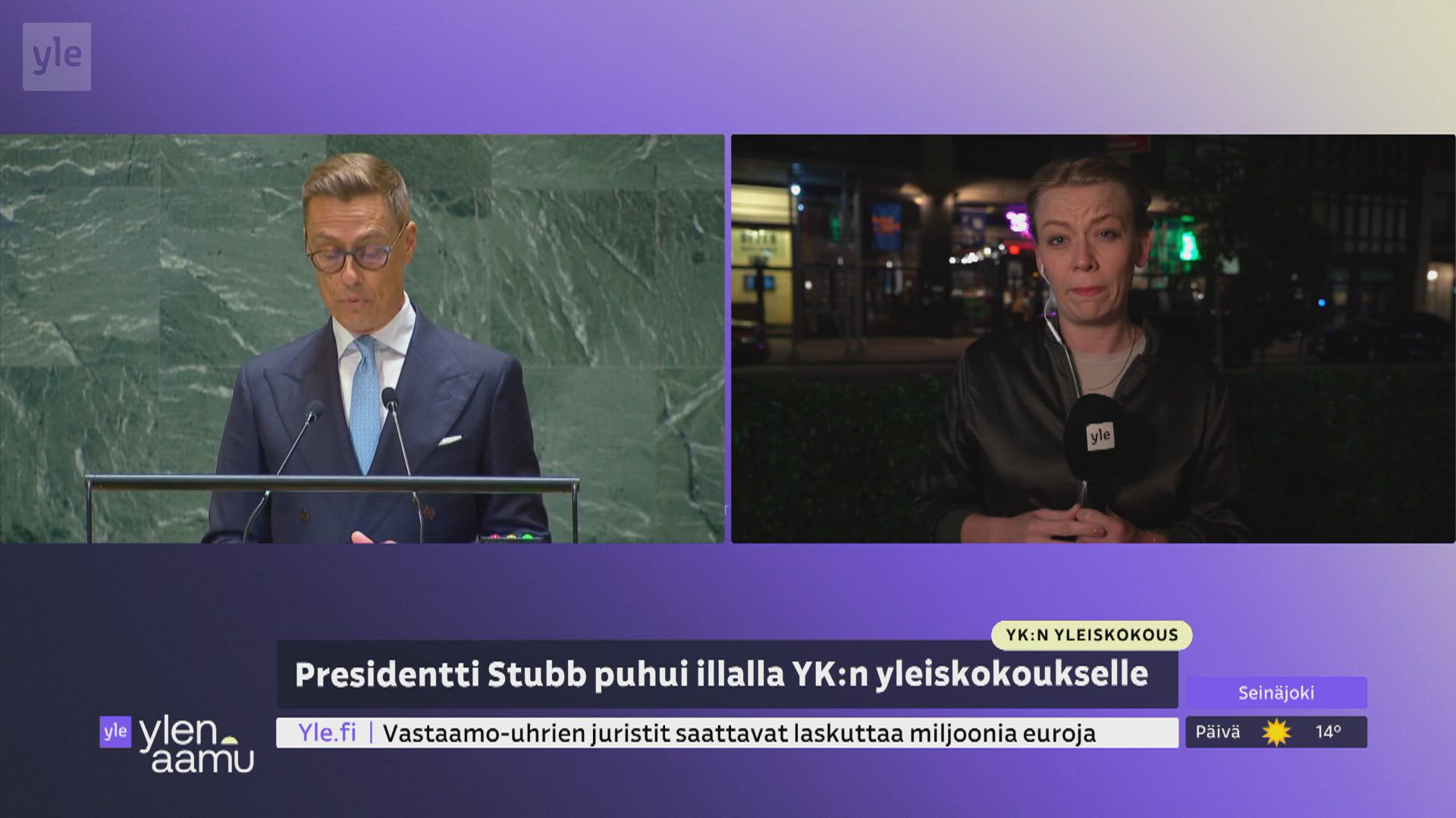 Stubb piti Suomen puheenvuoron YK:lle | Yles morgon | Yle Arenan