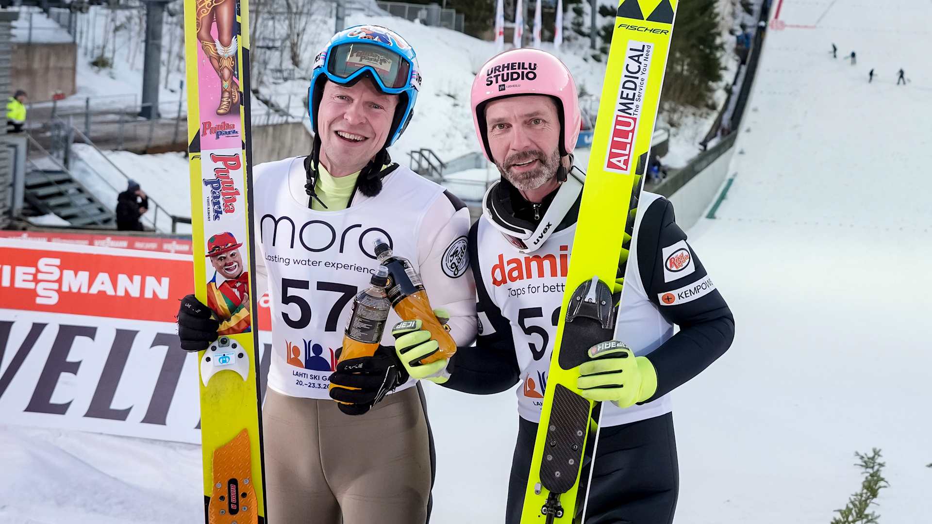 Janne Ahonen ja Toni Nieminen haastattelussa hyppyjensä jälkeen ...