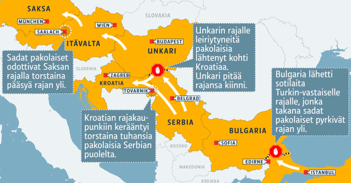 Turvapaikanhakijoiden tie kääntyi Kroatiaan – katso kartta Balkanin ...