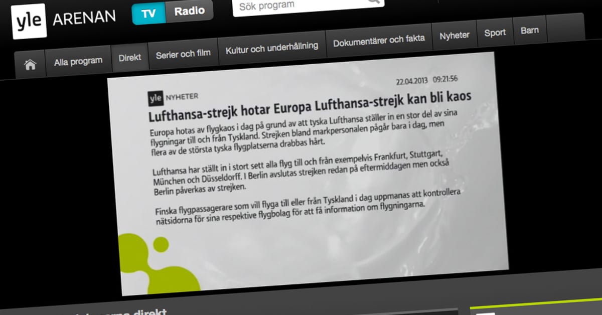 Yles tv-kanaler nu direkt på Arenan! | Inrikes | Svenska Yle