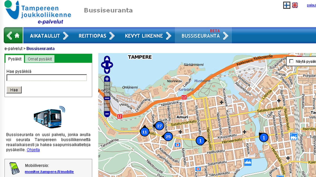 Pysäkkinäyttöjä asennetaan Tampereen keskustaan | Yle Uutiset